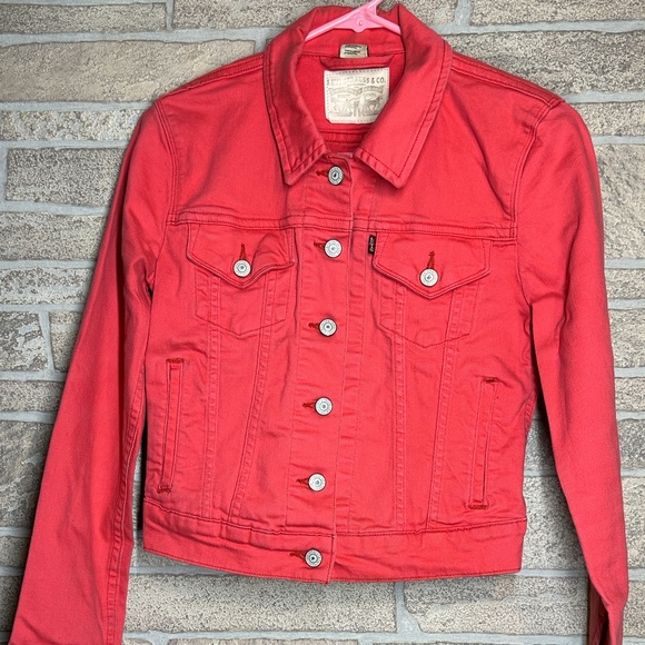 Levi's | Jackets & Coats | Levis Strauss Co Peach Color Cropped Jean ...
